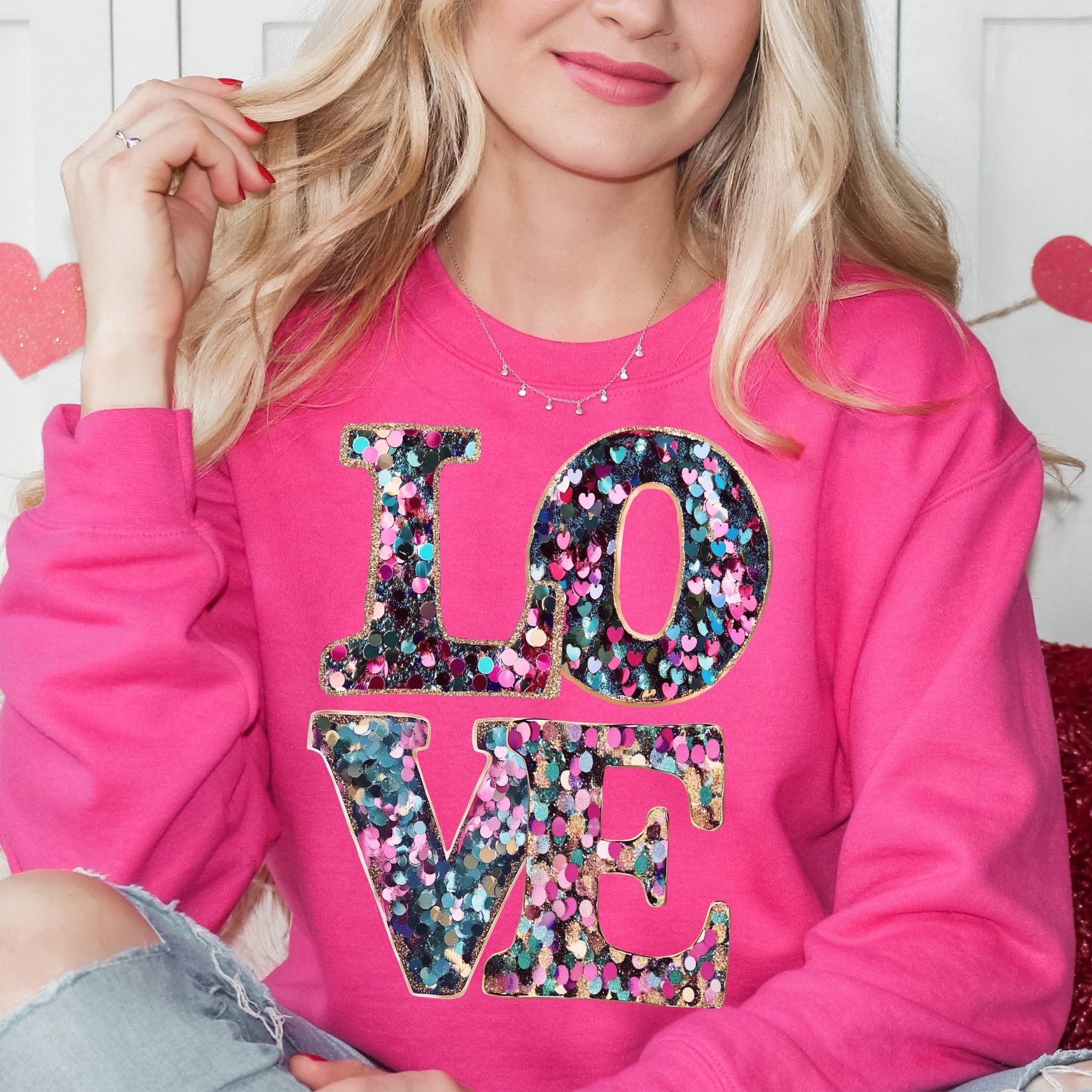 Brushed LOVE on Heliconia Pink – Sunfire Tees